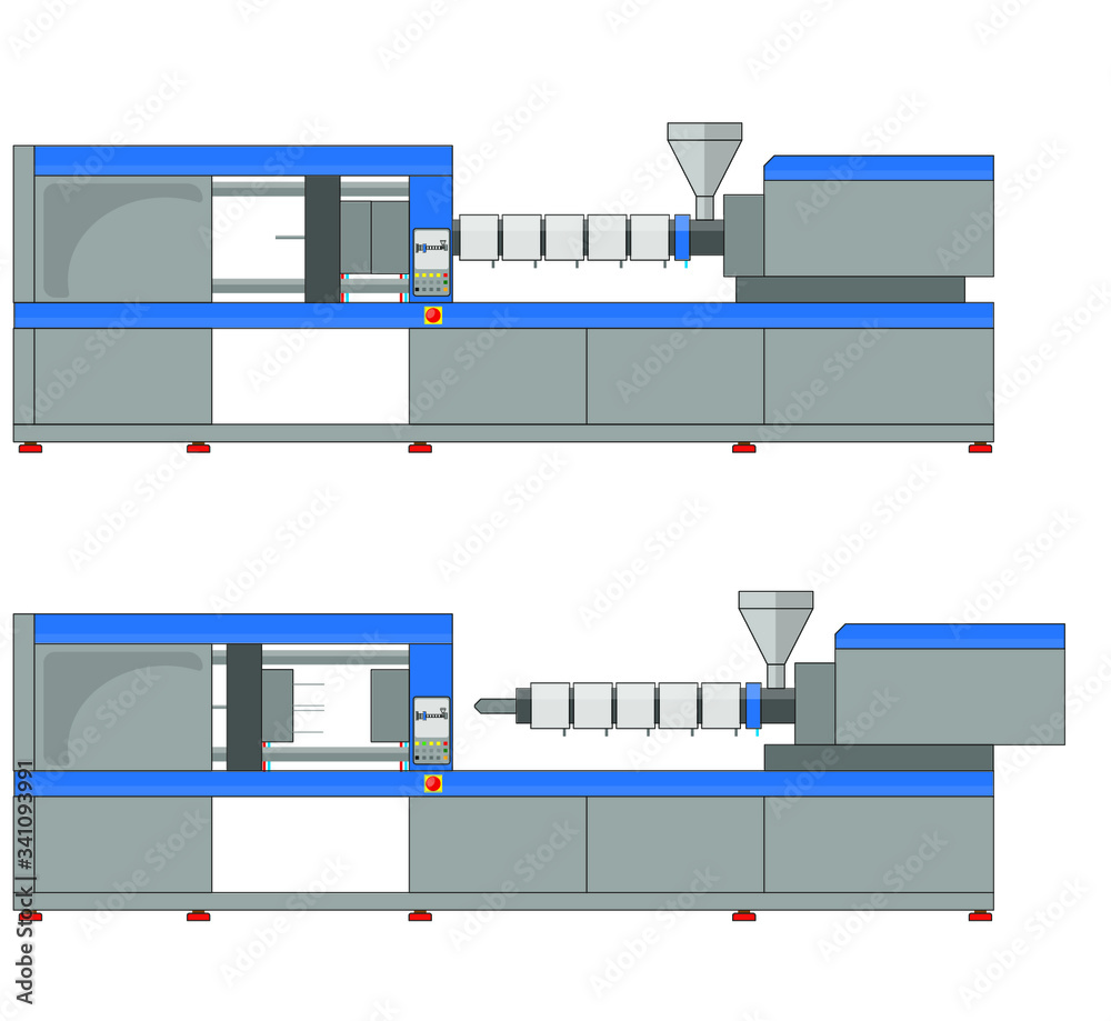 Diagram of the injection molding machine Stock Vector | Adobe Stock