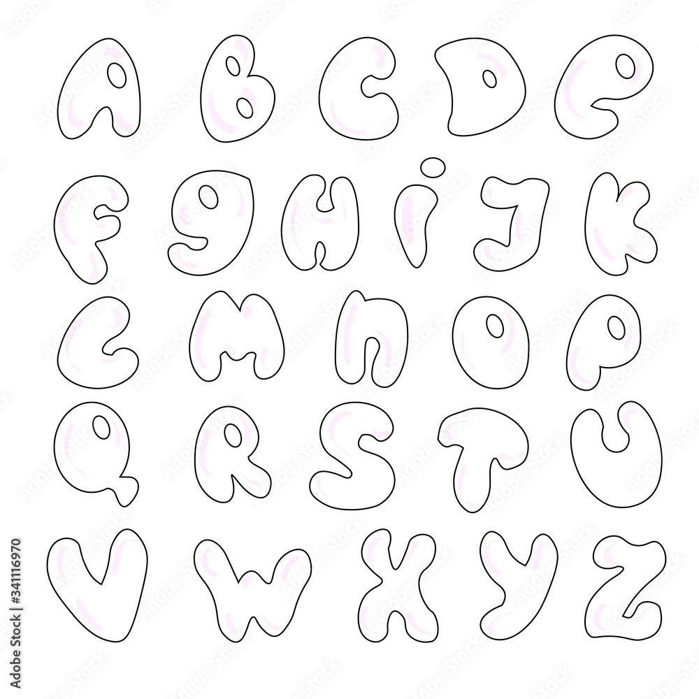 alph. rounded font for writing words. fun bright cartoon vector ...