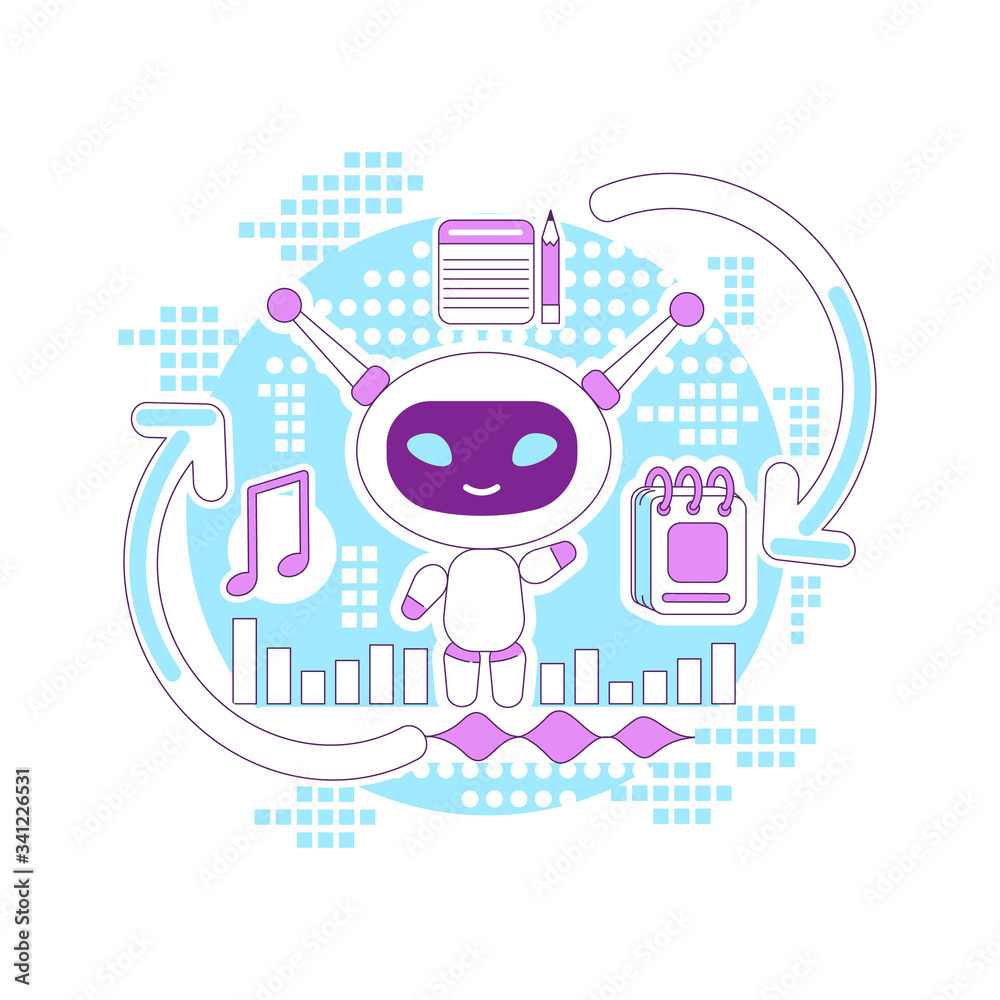 Super bot thin line concept vector illustration. Personal assistant, helper robot 2D cartoon ...