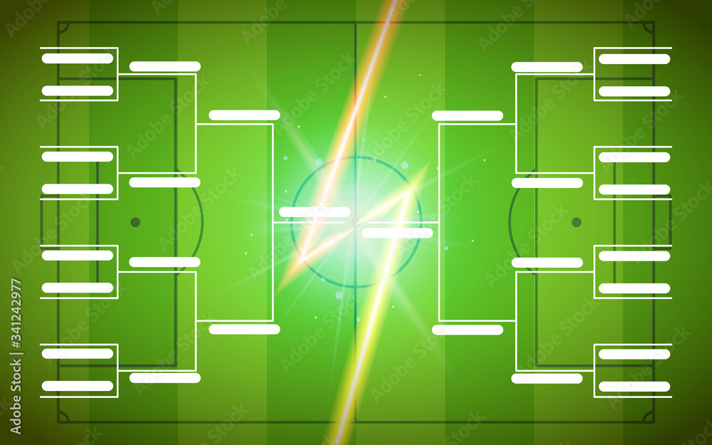 Tournament bracket template for 16 teams on green soccer field ...