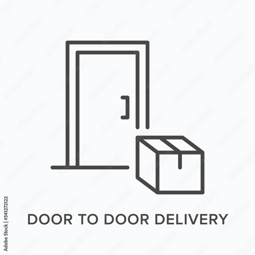 Door to door delivery line icon. Vector outline illustration of safe ...