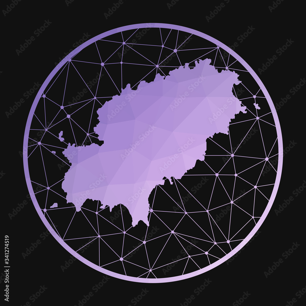 Ibiza icon. Vector polygonal map of the island. Ibiza icon in geometric ...