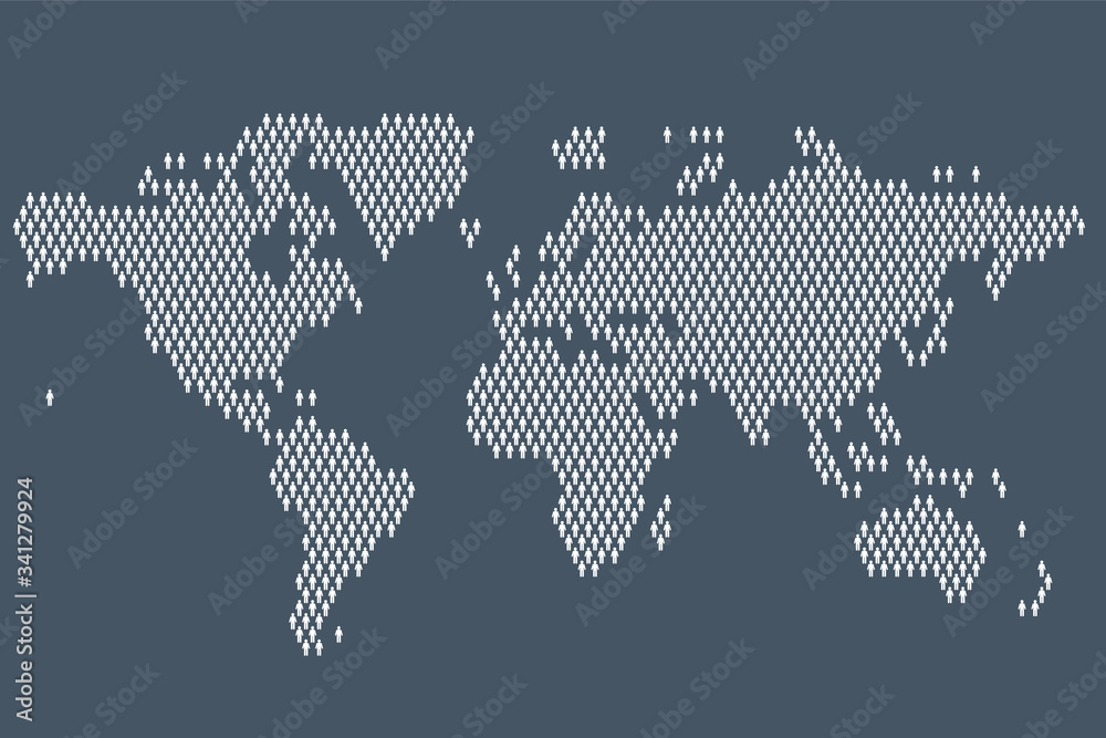 global population infographic. Map made from stick figure people Stock ...