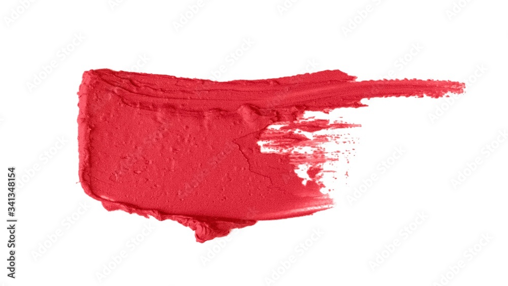 Lipstick swatch, smudge, smear isolated on white background. Bright ...