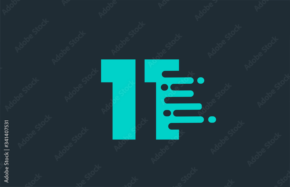 11 blue number logo icon with line design for company and business ...