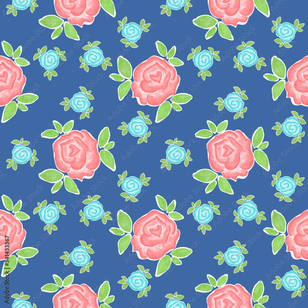 Roses seamless pattern, floral simple background, flowers paper Stock ...
