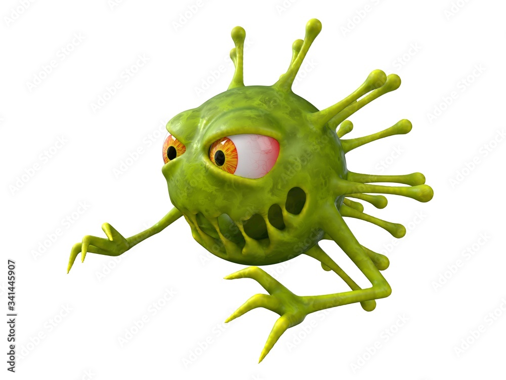 corona virus monster with arms. 3d illustration Stock Illustration ...