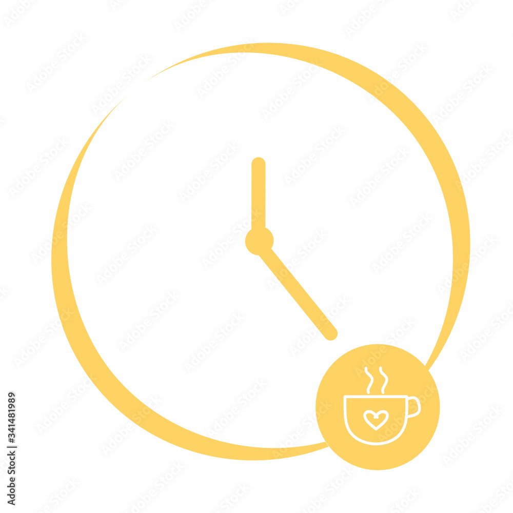 Coffee time, clock, watch icon. Concept of UI design elements. Digital ...