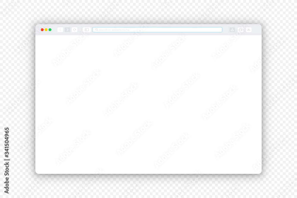 Flat design internet browser template on the transparent background. Simple Browser window. Web ...