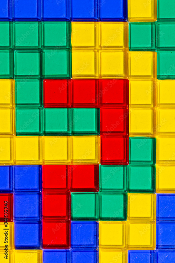 Colorful matching blocks like tetris on white background, high contrast ...