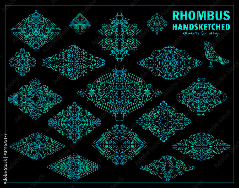 Vetor Vector steampunk elements for design. Ornate rhombus for logo ...