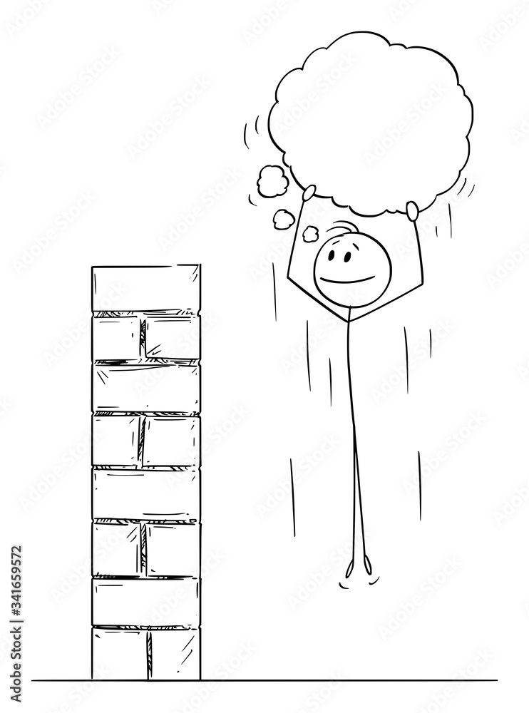 Vector cartoon stick figure drawing conceptual illustration of man or ...