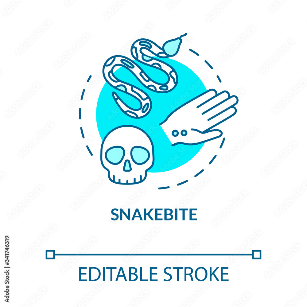 Snakebite, bitten wound concept icon. Poisonous snake bite, organism ...