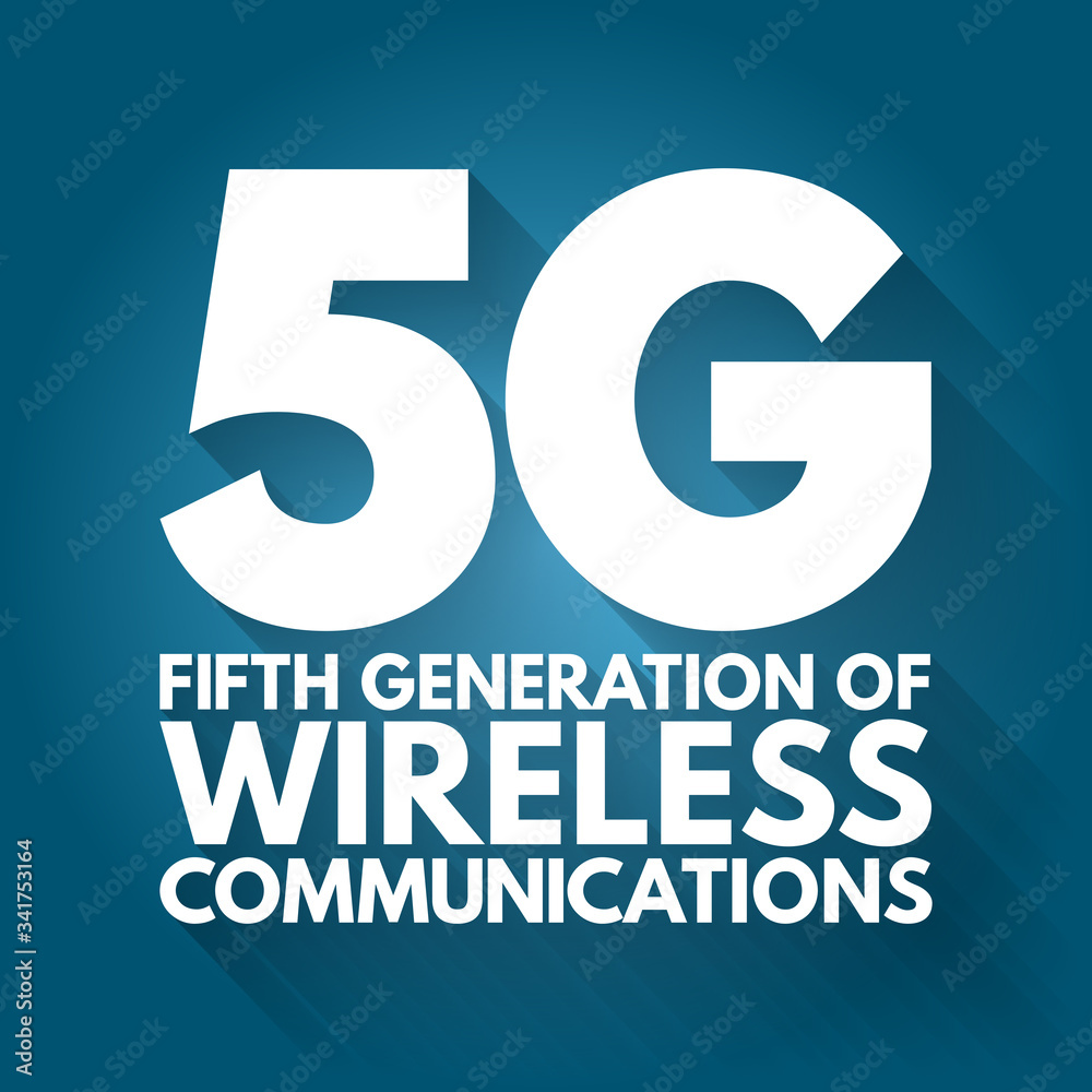 5G - fifth generation of wireless communications text, technology ...