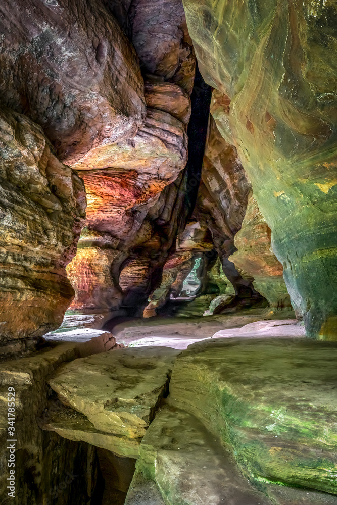In Hocking Hills State Park, Ohio, Rock House is a twenty-five foot ...
