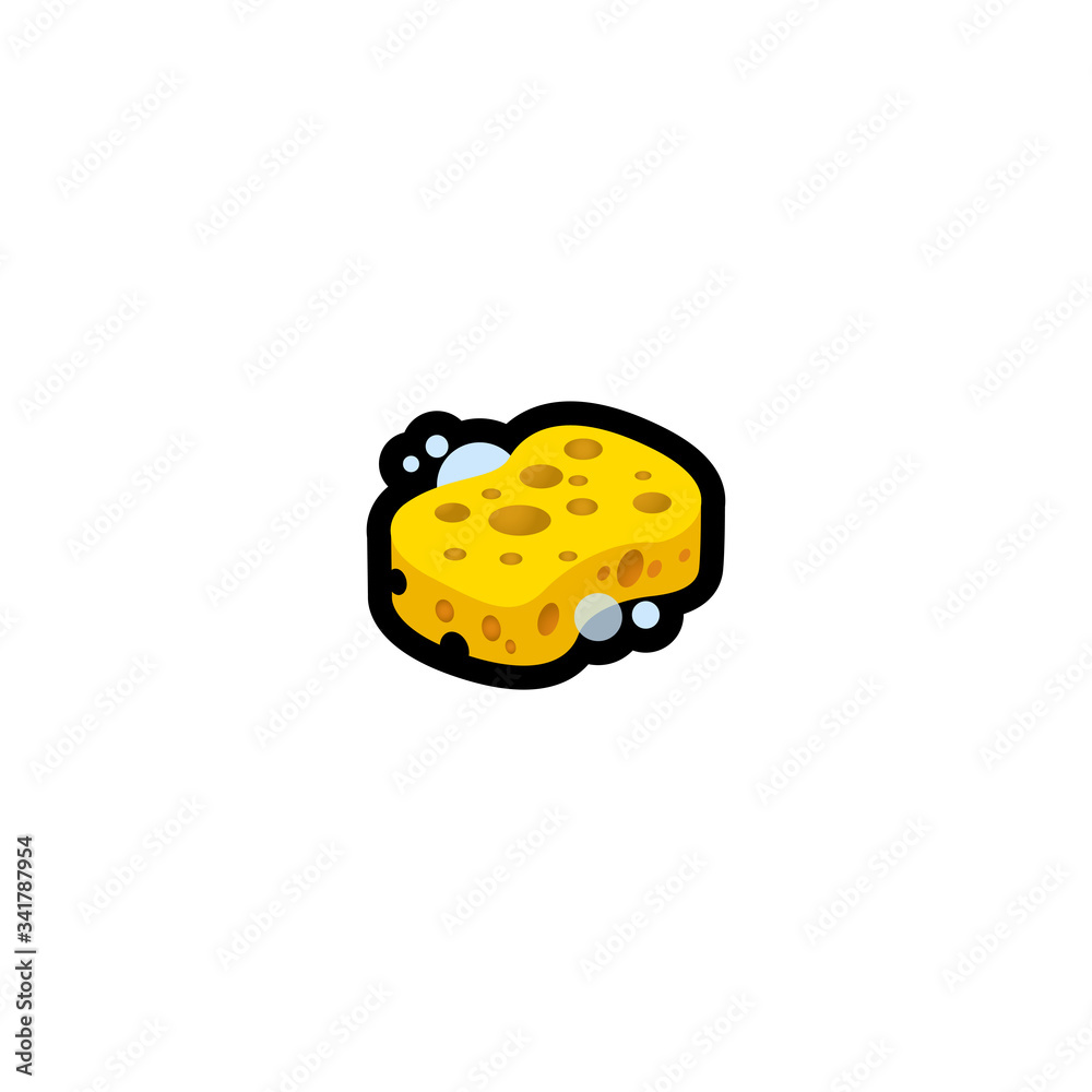 Sponge Vector Icon. Isolated Yellow Sponge with Bubble Cartoon Style ...