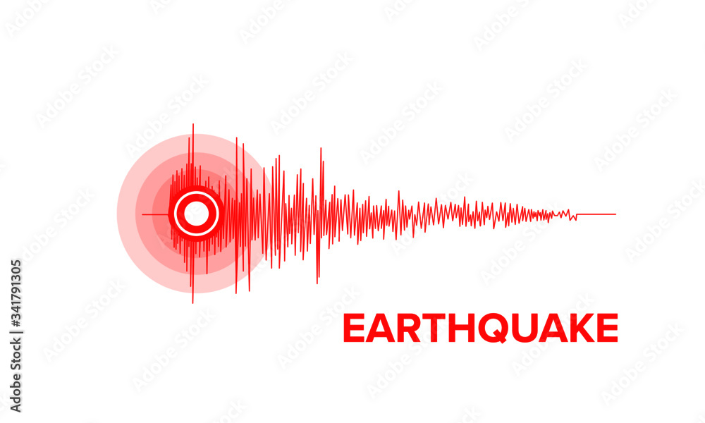 Earthquake seismic wave vector graphic illustration with copy space ...