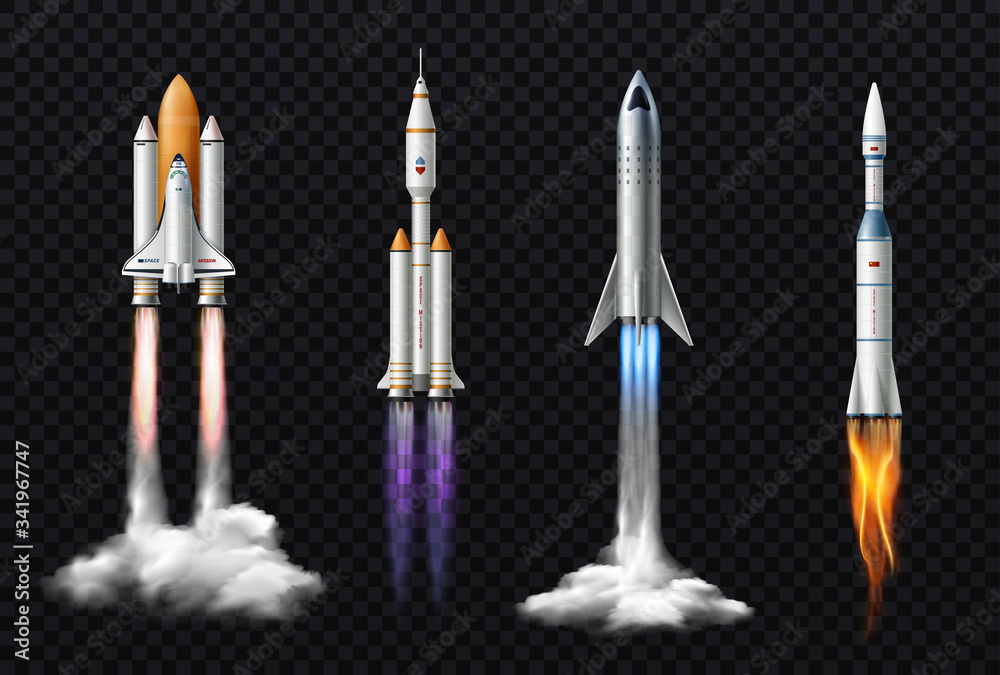 Realistic Rockets Transparent Set Stock Vector | Adobe Stock