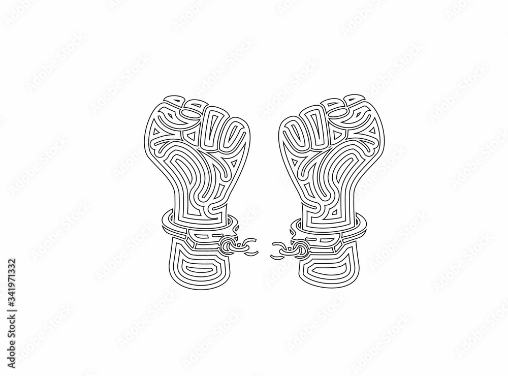 Broken handcuff Freedom concept, Hand Drawn Sketch Vector illustration ...