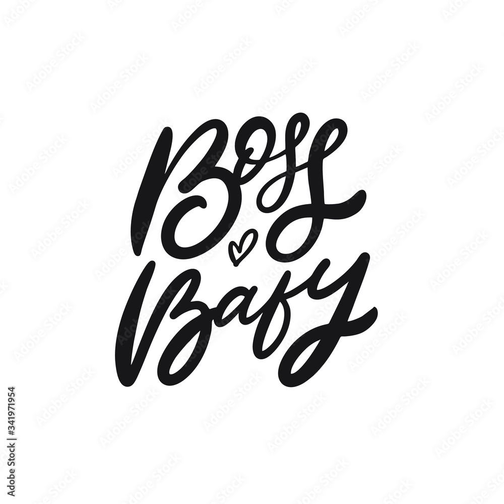 Boss Baby hand written lettering phrase. Black color text. Vector ...