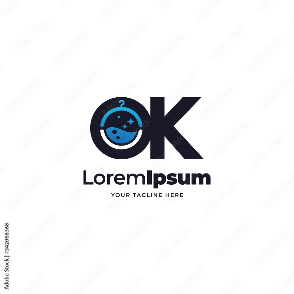 ok laundry logo design vector. technology logo design template Stock ...