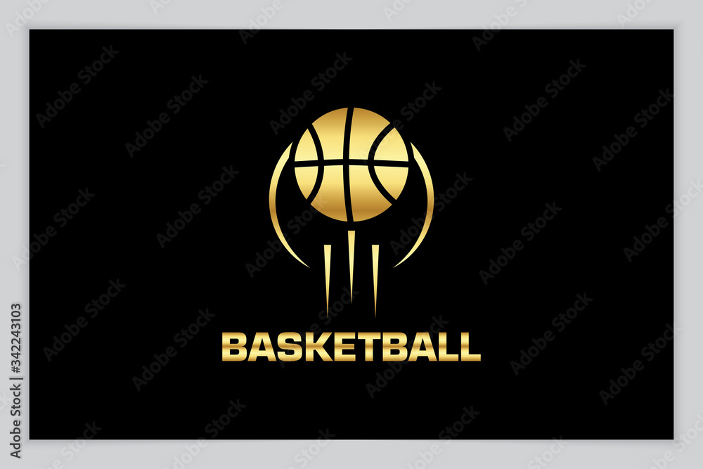 basketball logo and icon with gold gradient vector illustration Stock ...