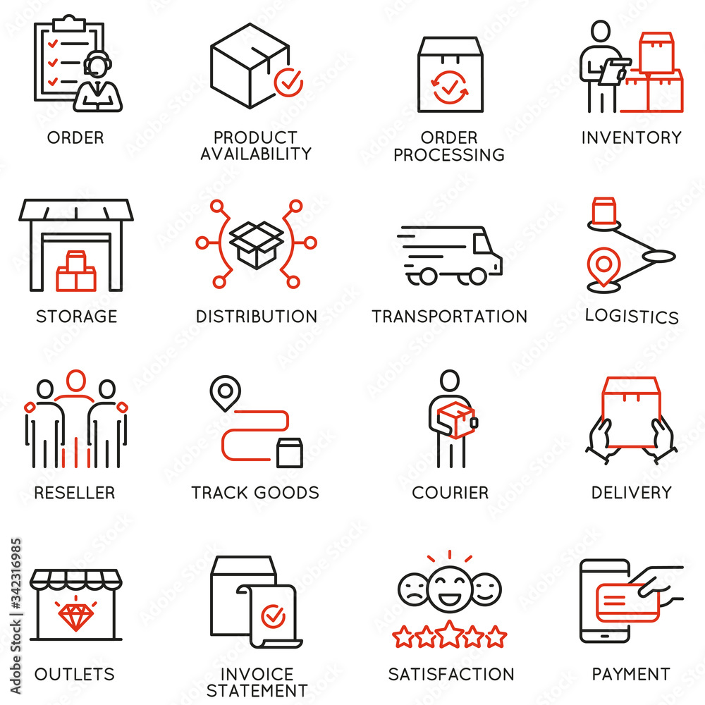 Vector Set of Linear Icons Related to Tracking Order, Shipping and ...
