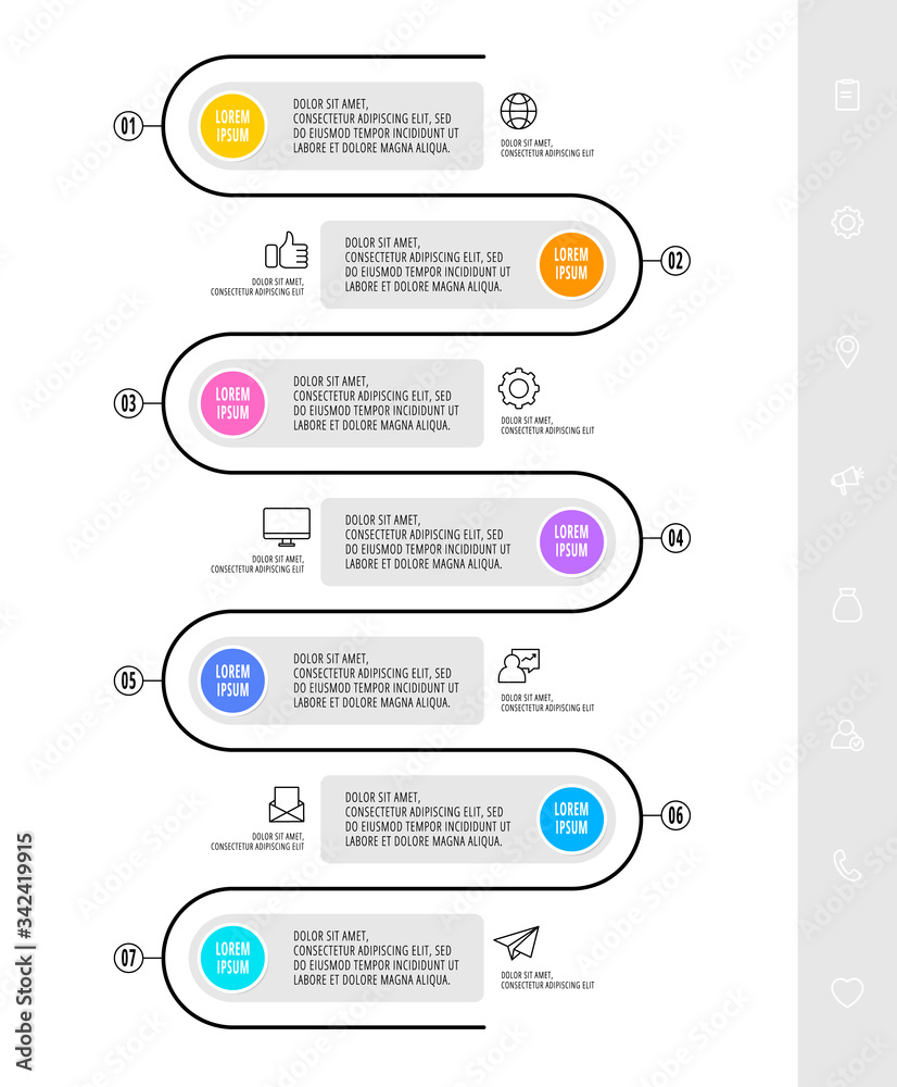 Vector template circle infographics. Business concept with 7 options ...