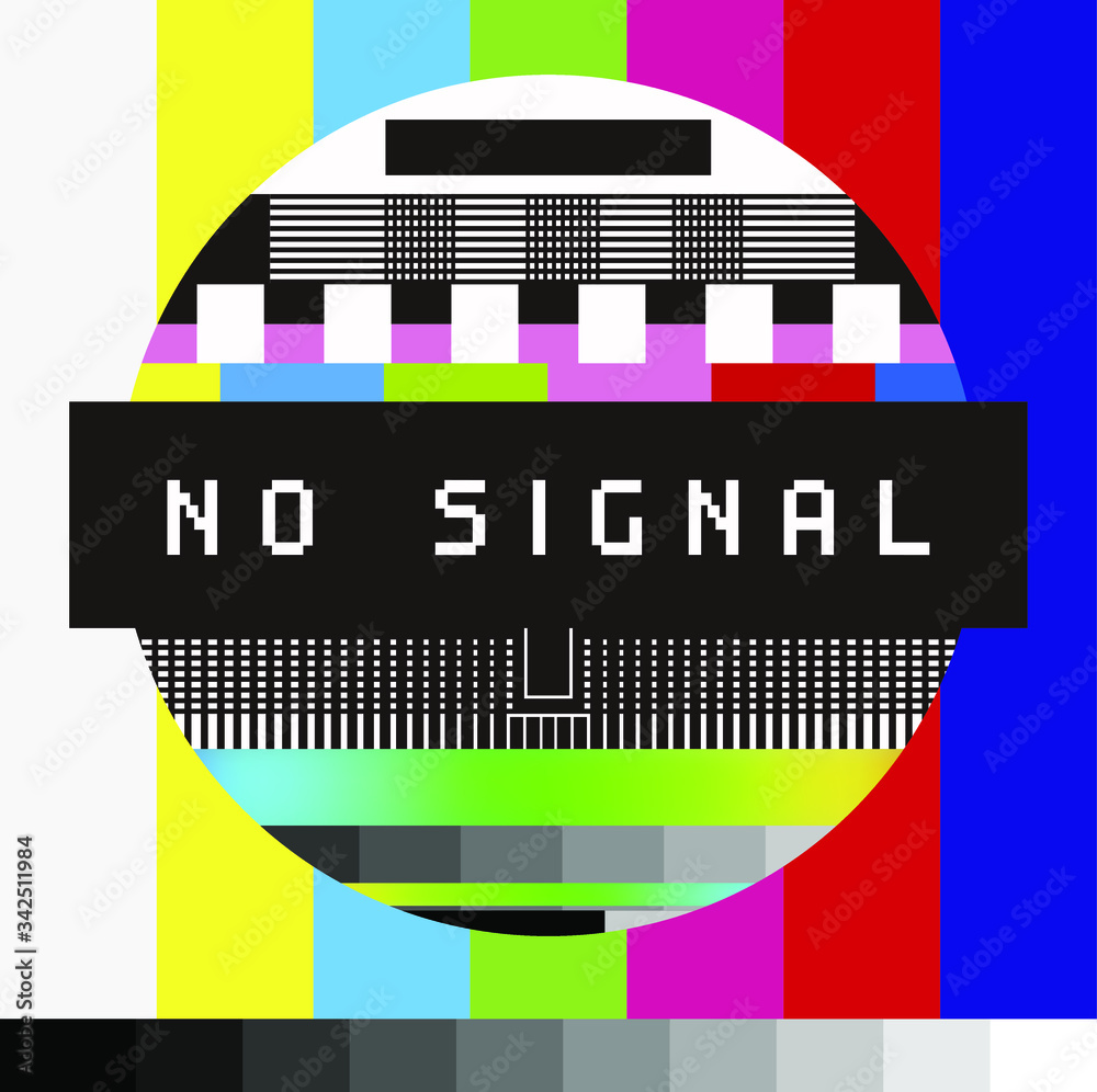 No Signal TV retro television test pattern with color RGB Bars and VHS ...