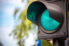 Lighted Green Caution Sign Free Stock Photo - Public Domain Pictures