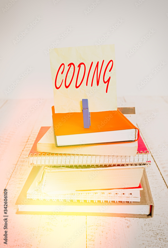 Handwriting text writing Coding. Conceptual photo assigning code to something for classification ...