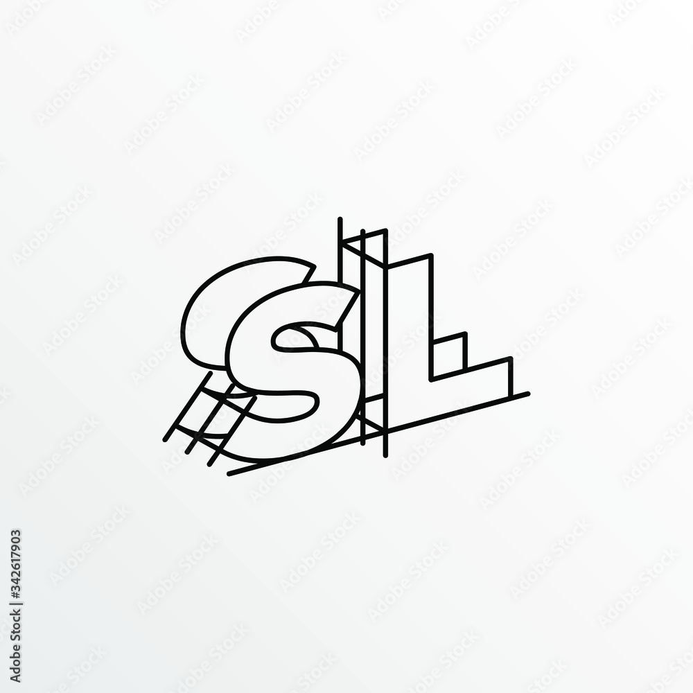 Initial Letter SL with Architecture Graphic Logo Design Stock Vector ...