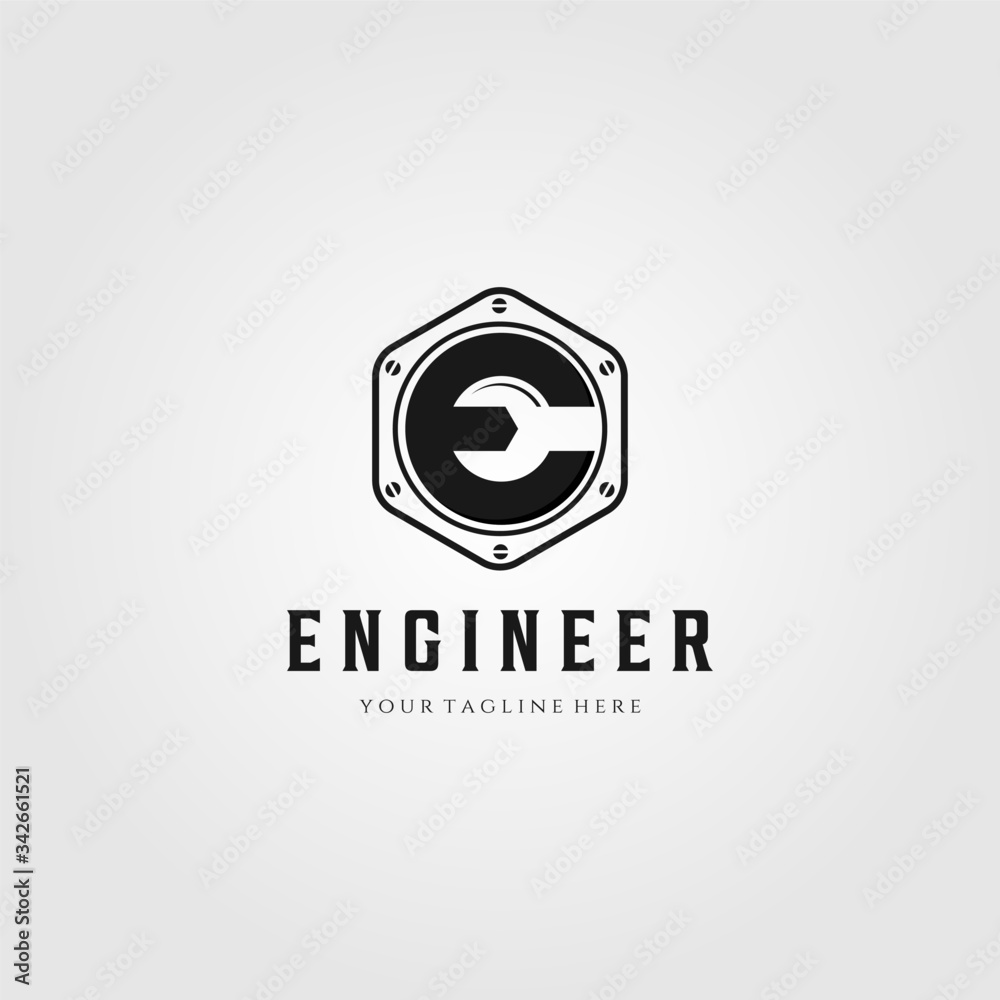 engineer letter e logo vector wrench symbol illustration design Stock ...
