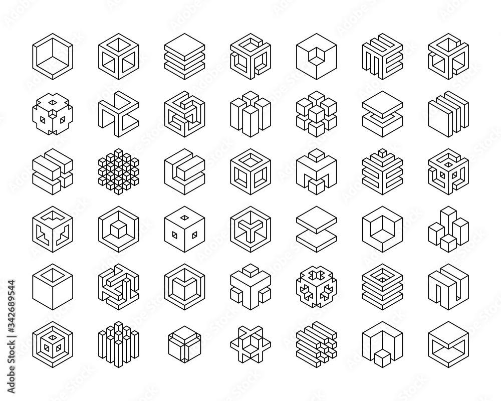 Set cubes vector icon. Cube logo template Stock Vector | Adobe Stock
