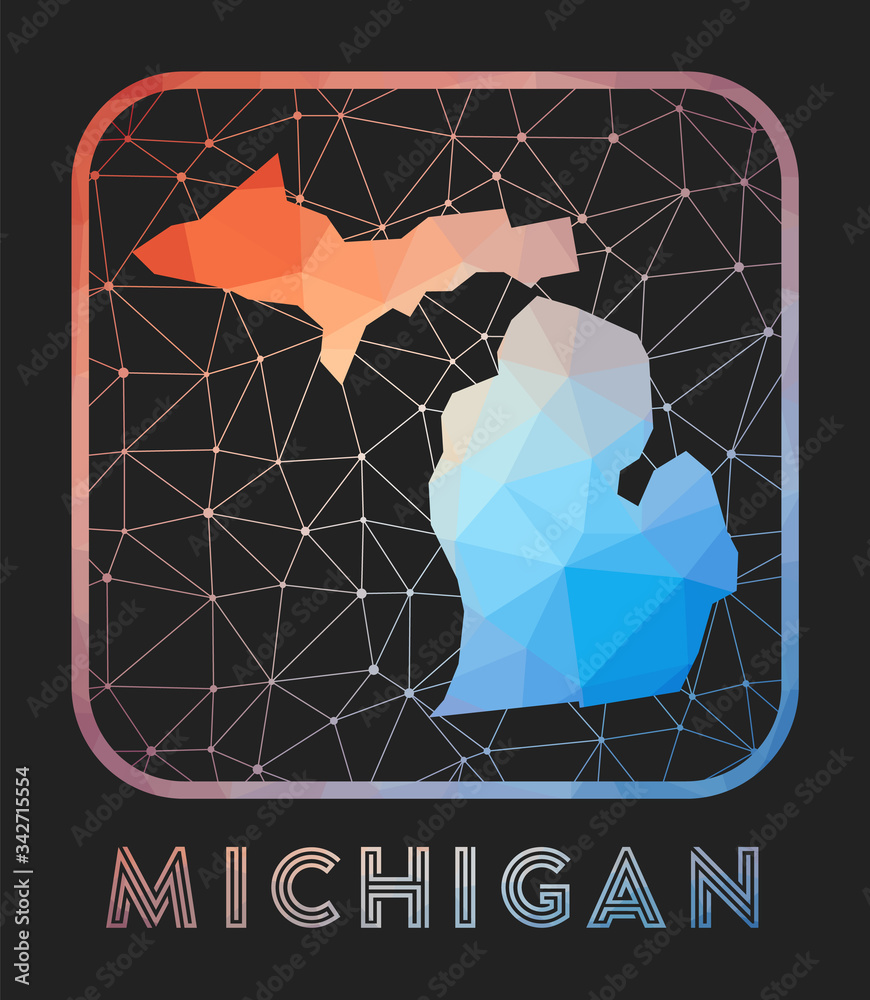 Michigan map design. Vector low poly map of the US state. Michigan icon ...
