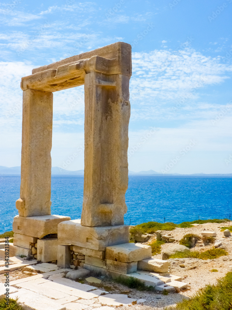 Portara - ruins of ancient temple of Delian Apollo on Naxos island ...