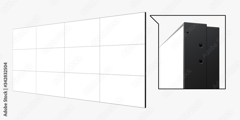 Angle View of 4x3 Video Wall (12 screens) Template. Realistic 3D Render ...