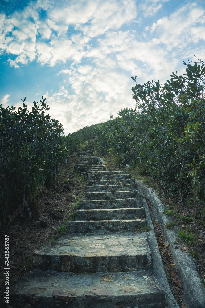 Stairs of Twin Peak Hong Kong. Hiking Trail in Hong Kong. Climbing ...