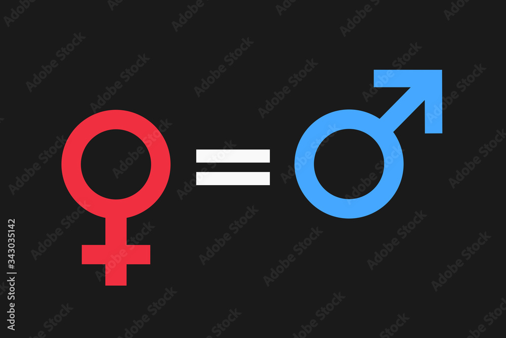 Gender and sexual equality - male and female sex symbol are equal ...
