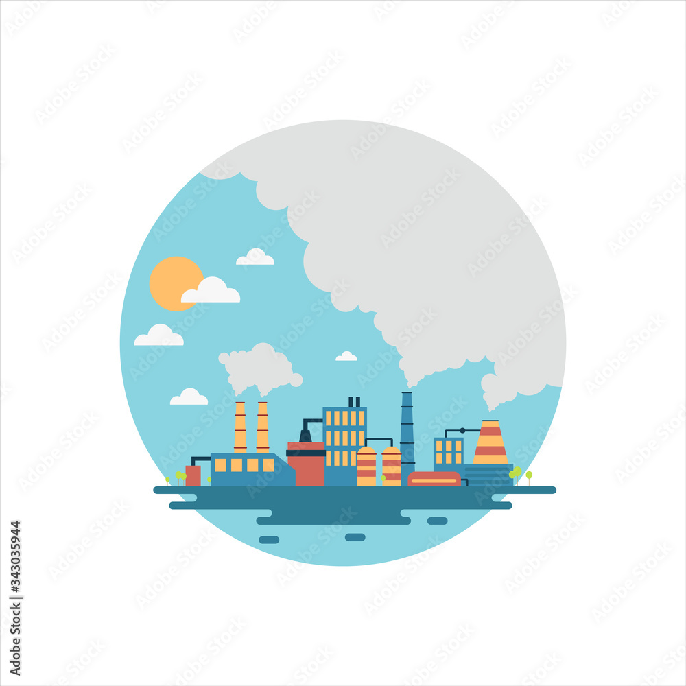 Industrial factory building - vector illustration in flat design style ...