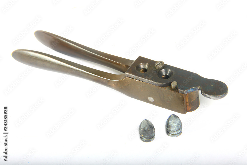 Old rare two-cavity mold for cast lead bullets. Minié or Minni ball is ...