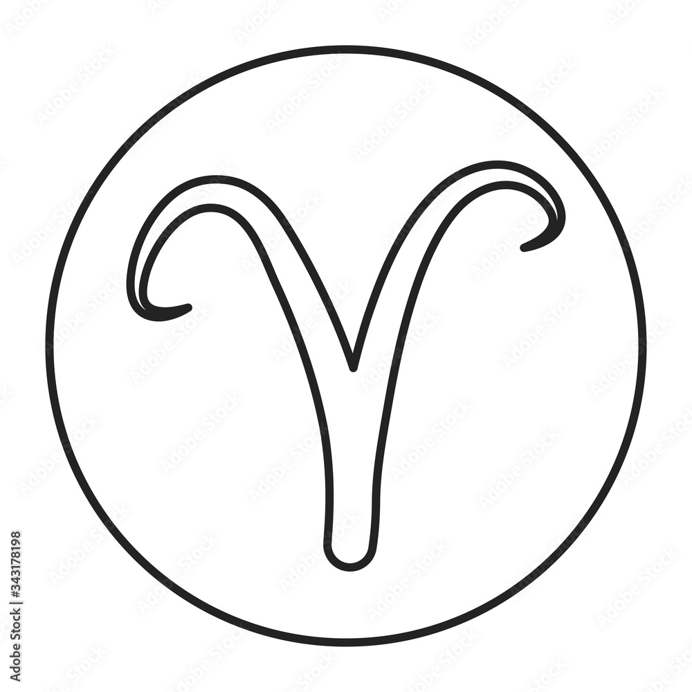 Aries black line icon. Zodiac sign. Astrology and horoscope ...