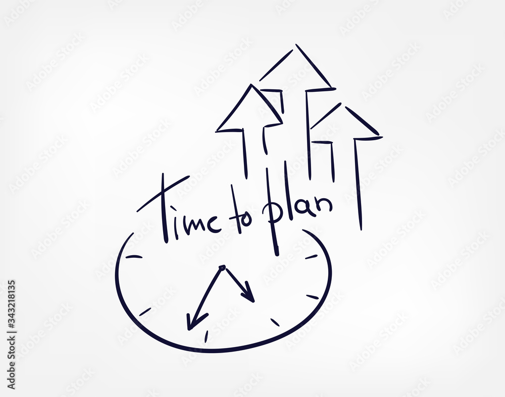 time to plan concept doodle hand drawn vector line illustration Stock ...