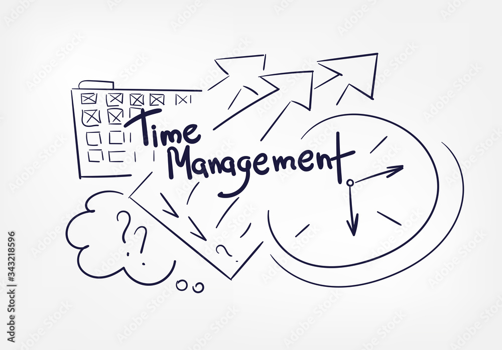 time management abstract vector concept doodle line sketch illustration ...