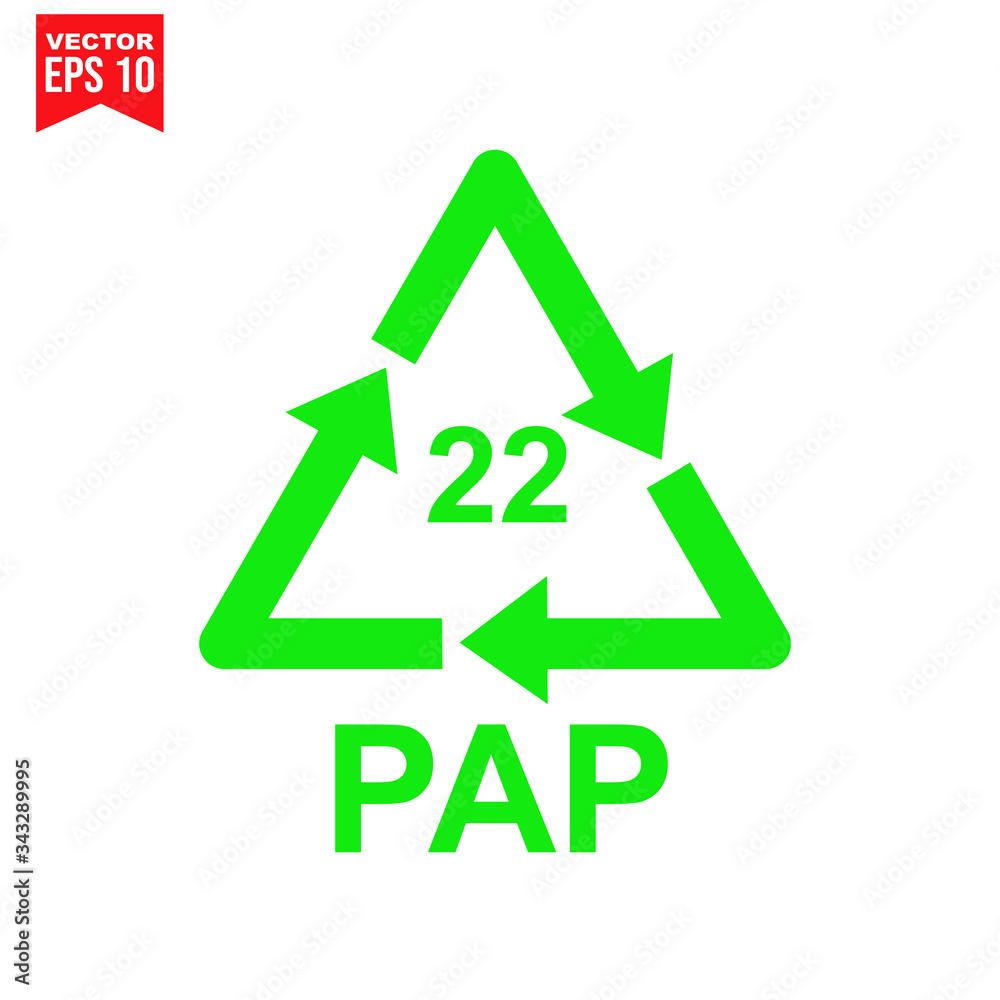 Plastic recycling symbol PAP 22, Wrapping Plastic, Label. Packing Sign ...