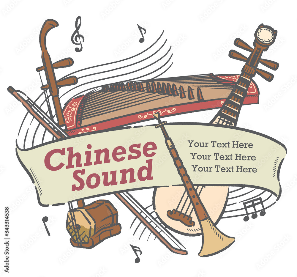 Poster or flyer design with chinese musical instruments. Stock Vector ...