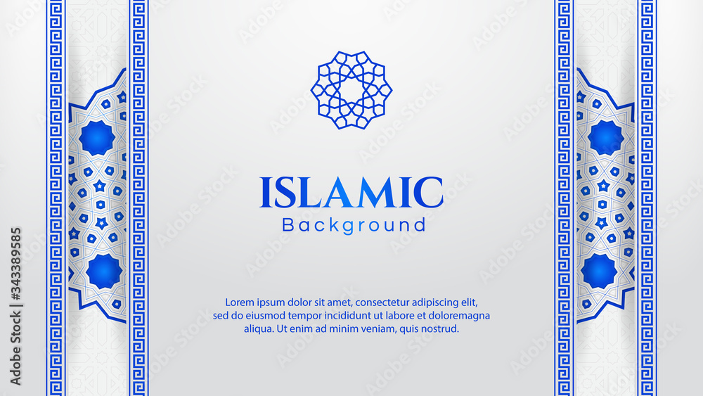 Islamic Arabic Background with Abstract Blue Elegant Luxury Border ...
