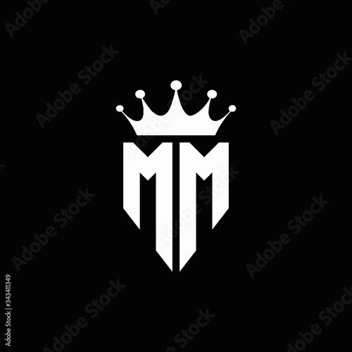 MM logo monogram emblem style with crown shape design template Stock ...