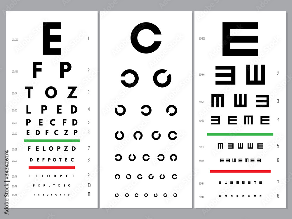 Vector de Stock Eyes charts. Ophthalmology vision test alphabet and ...