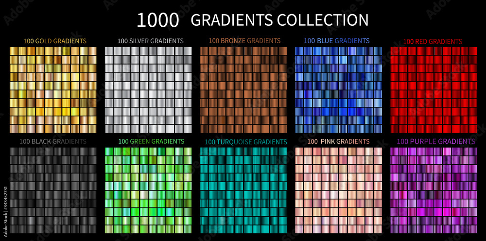 Gradients Vector Megaset Big collection of metallic gradients 1000 ...